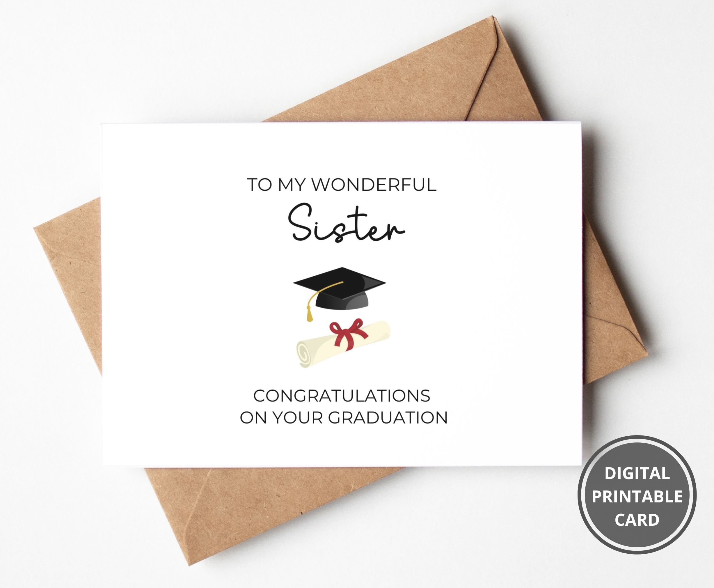 Sister Graduation Card, Printable Graduation, Graduation Gift ...
