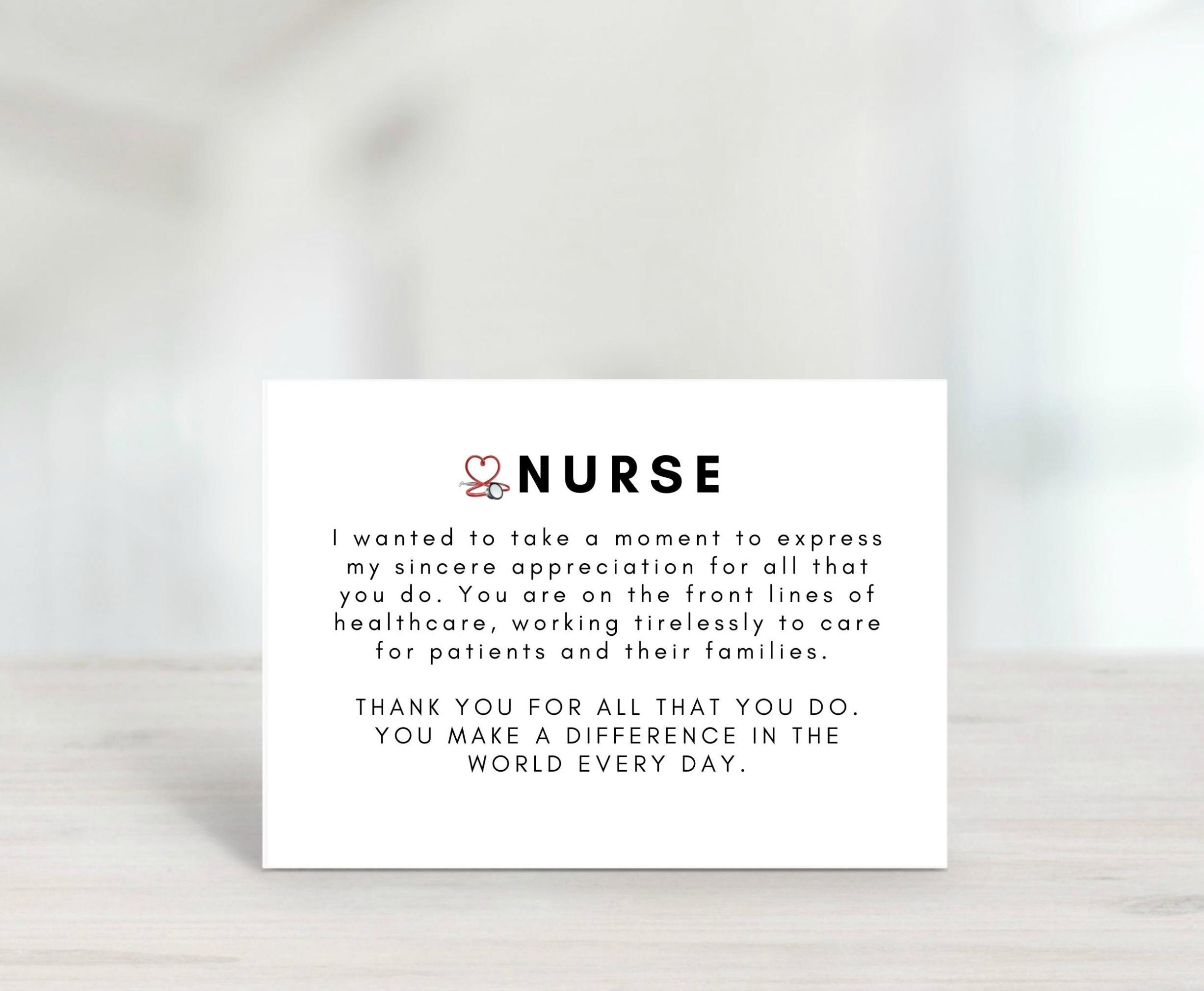 Thank You Card for Nurses, Nurses Appreciation Week, Thank You Nurse ...