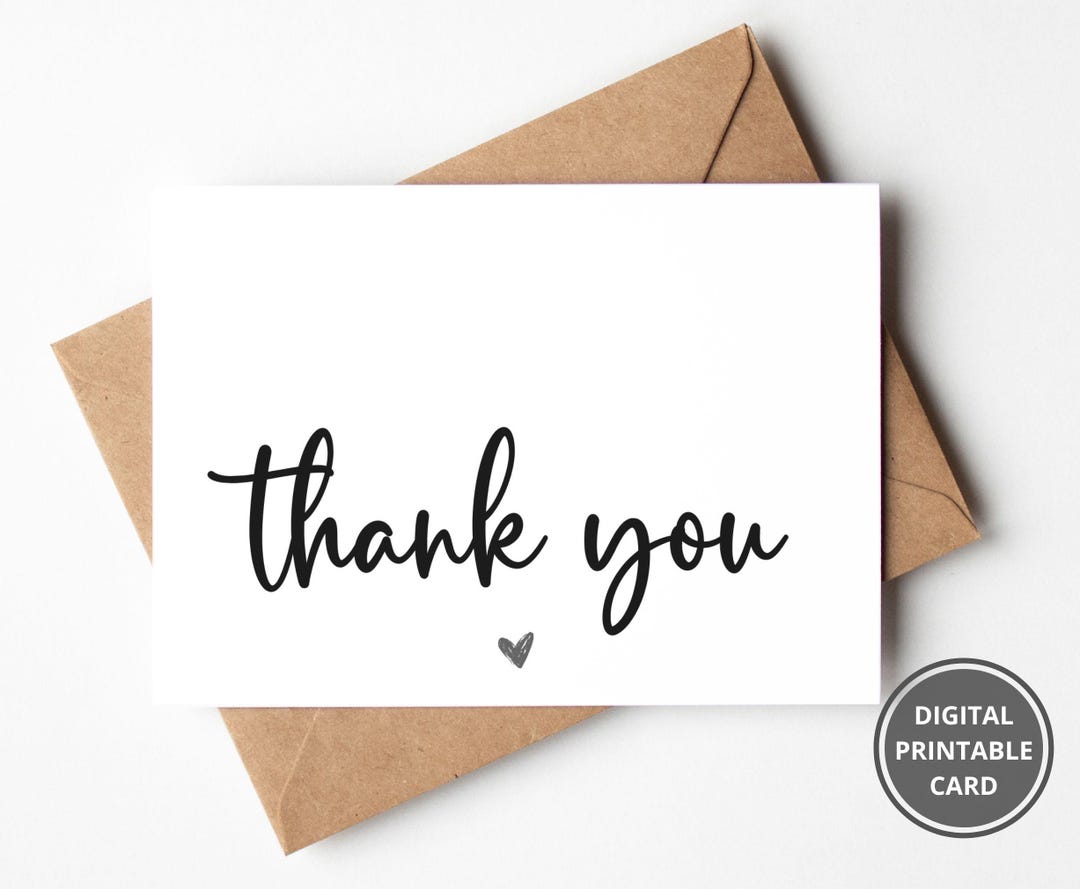 Printable Thank You Card, Gratitude, Appreciation Thank You Card ...