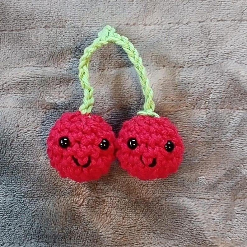 Crochet Cherry Amigurumi Toy, Baby Toy, 100% Cotton, Crochet Fruit ...