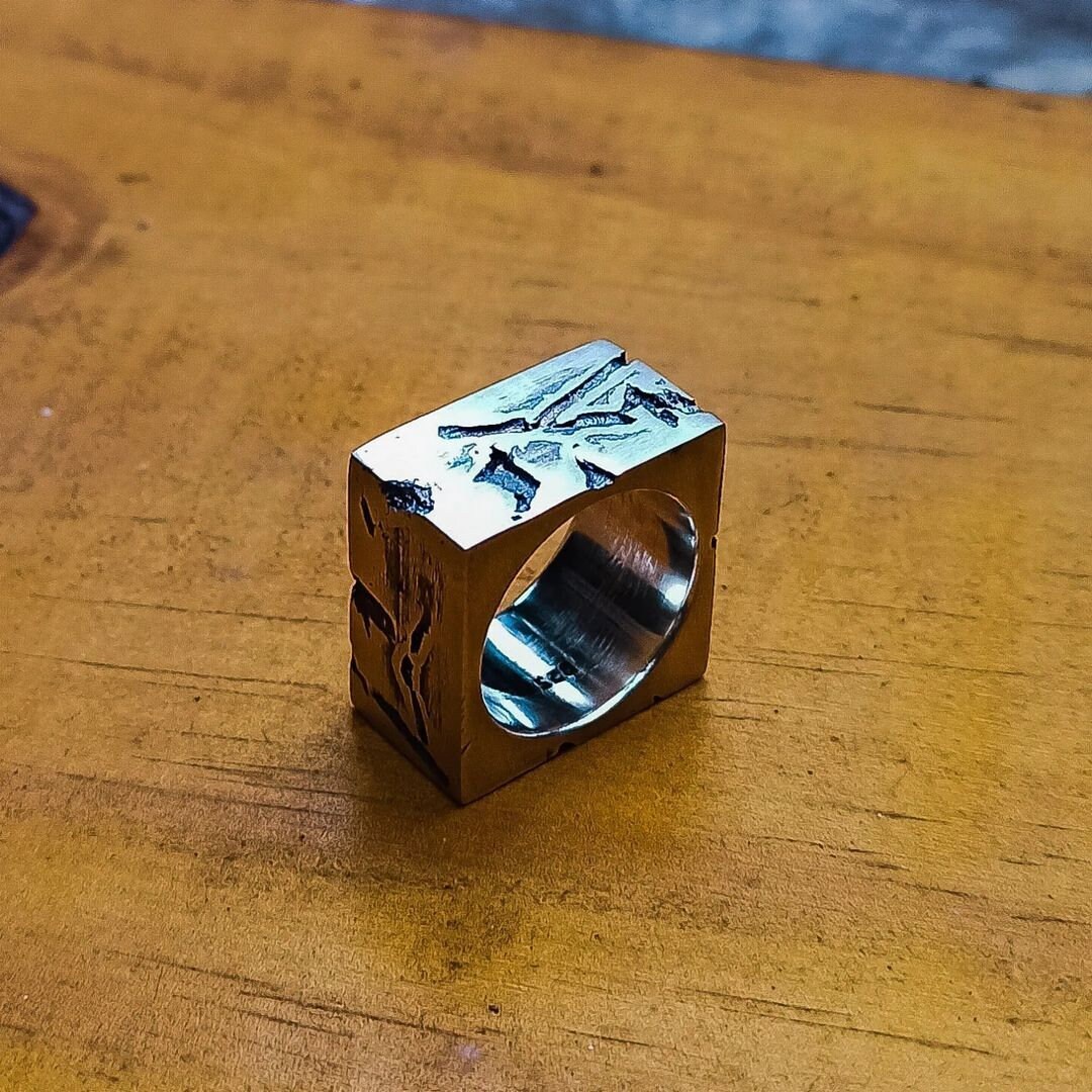 Square Silver Ring 925 Sterling Silver Solid Ring. Rustic Ring Men Ring ...