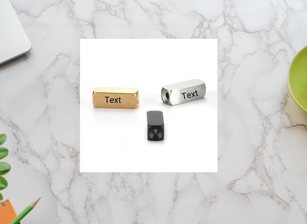 3D Stainless Steel Charm, Laser Engraved Text 1- 4 Sides Engrave Text ...