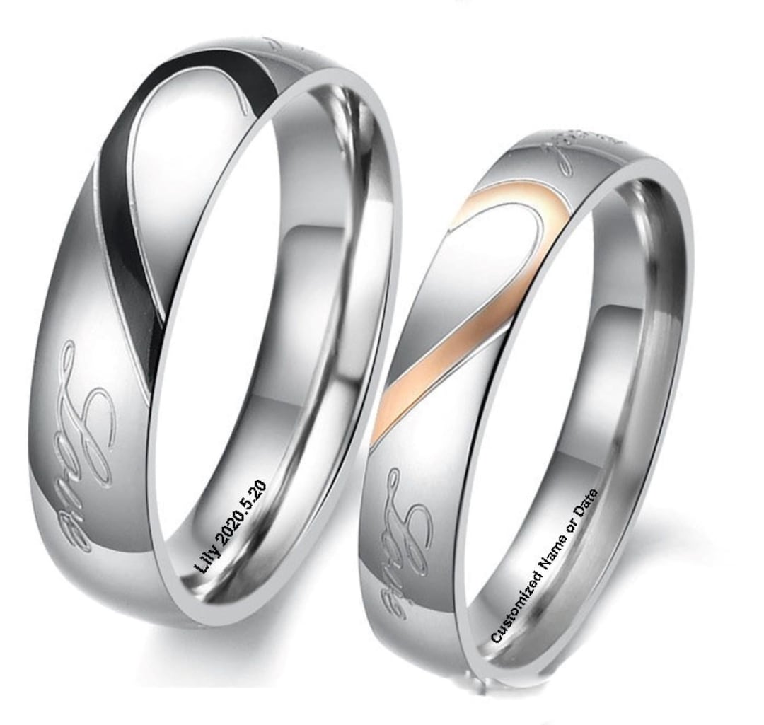 Custom Ring for Couples, Engraved Inside Text - Etsy