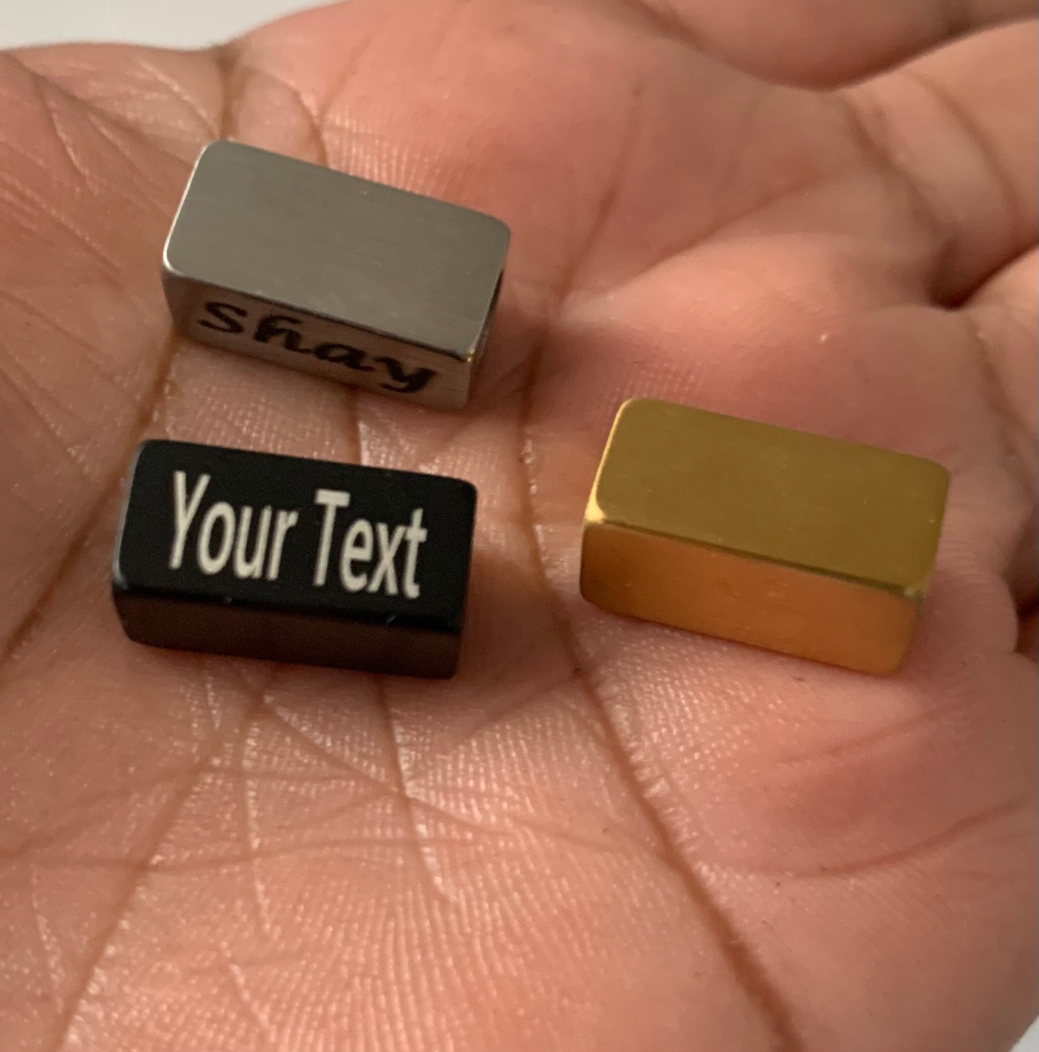 3D Stainless Steel Charm, Laser Engraved Text 1- 4 Sides Engrave Text ...