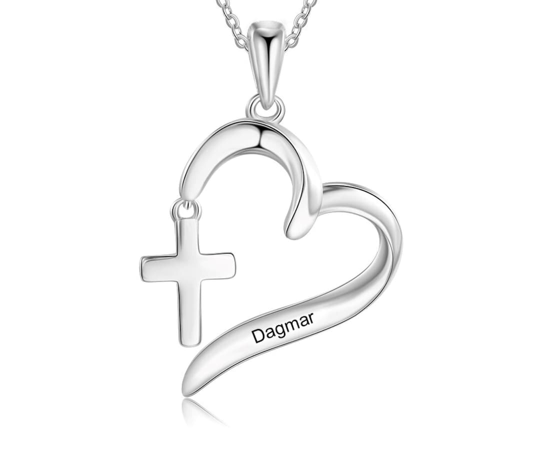 Heart Shape Cross Pendant Necklace for Women - Etsy
