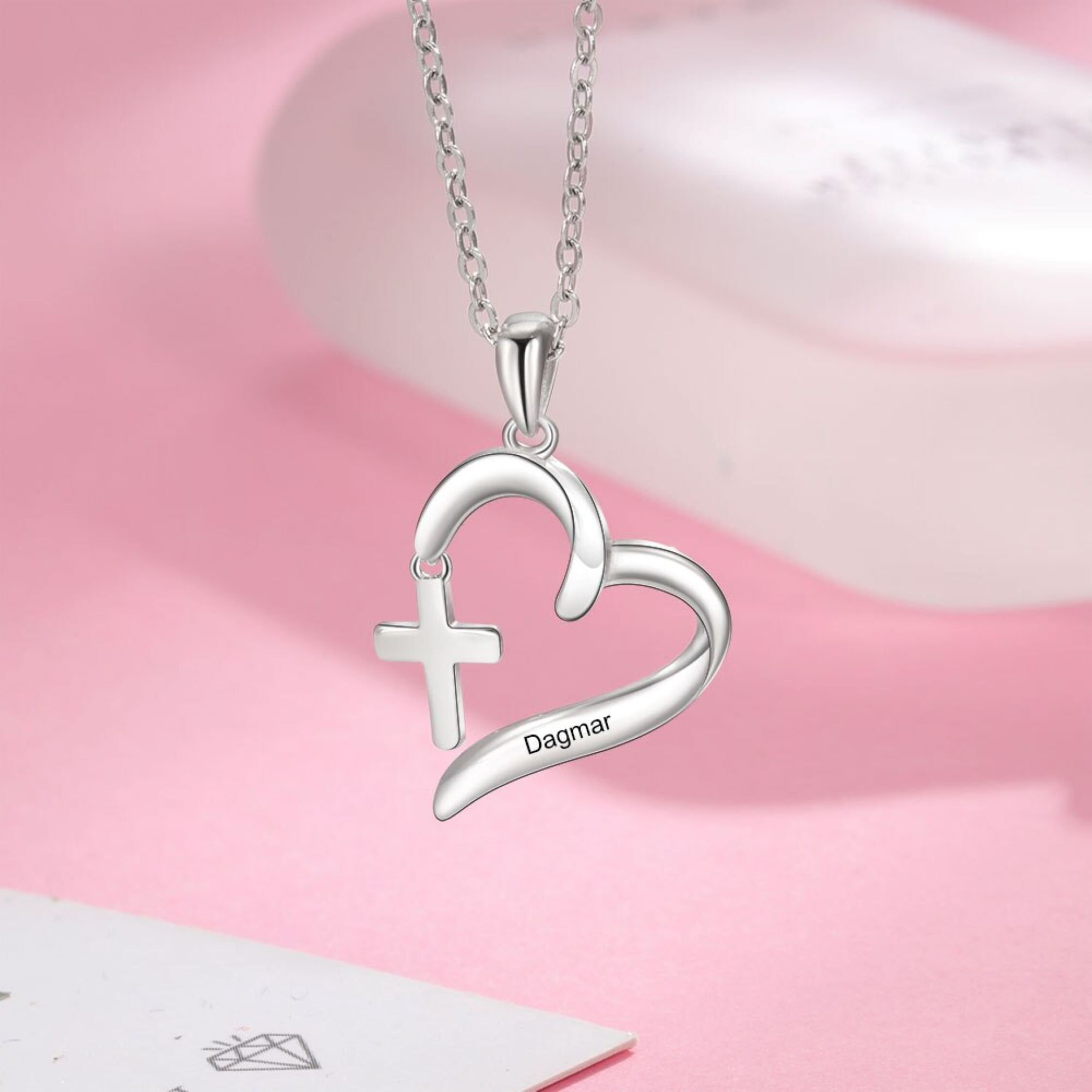 Heart Shape Cross Pendant Necklace for Women - Etsy