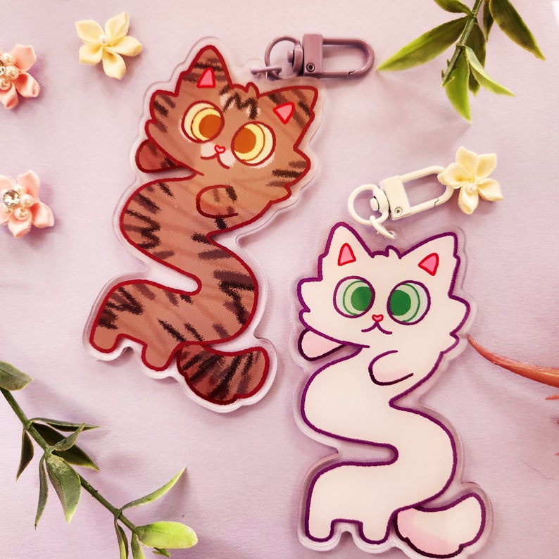 Wiggly Pets Cats Acrylic Keychain - Etsy