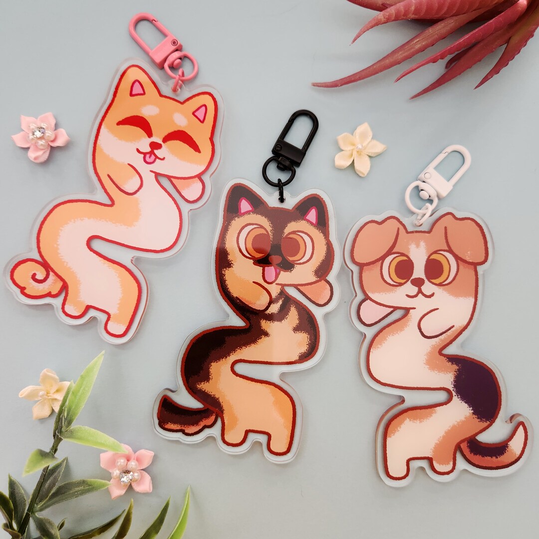 Wiggly Pets Dogs Acrylic Keychain - Etsy