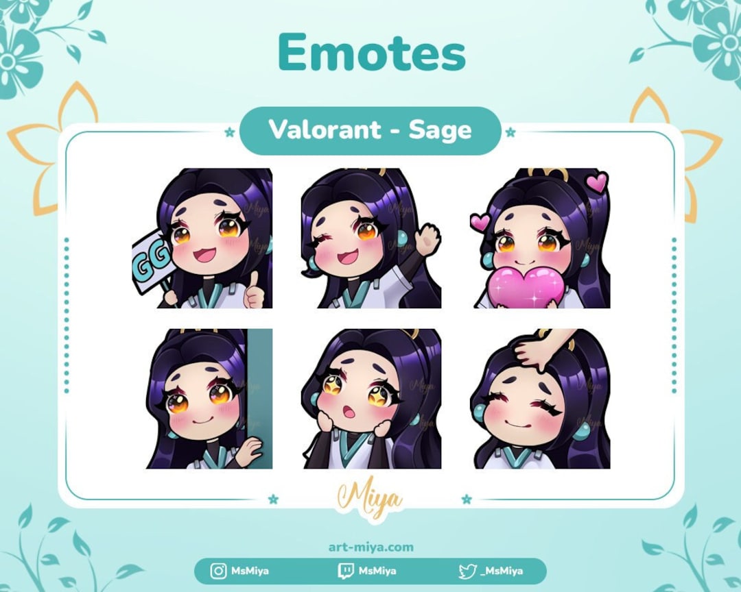 Valorant Sage Emote Set for Twitch/youtube/discord GG, Hi, Love, Lurk ...