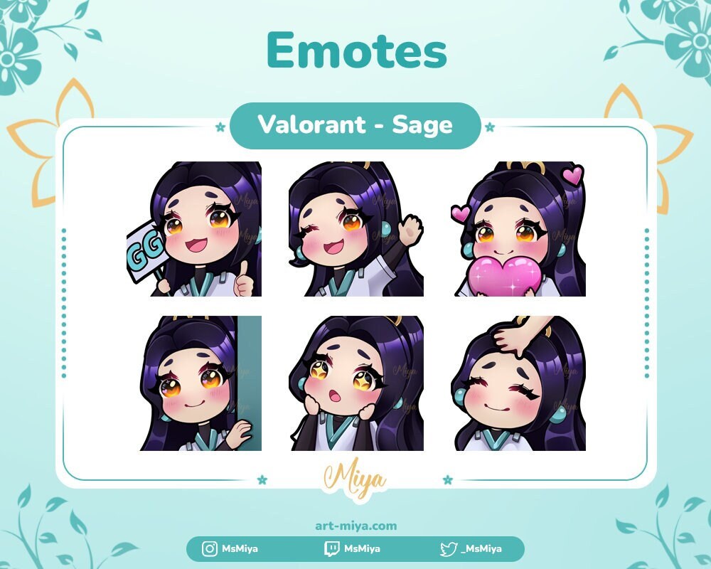 Valorant Sage Emote Set for Twitch/youtube/discord GG, Hi, Love, Lurk ...