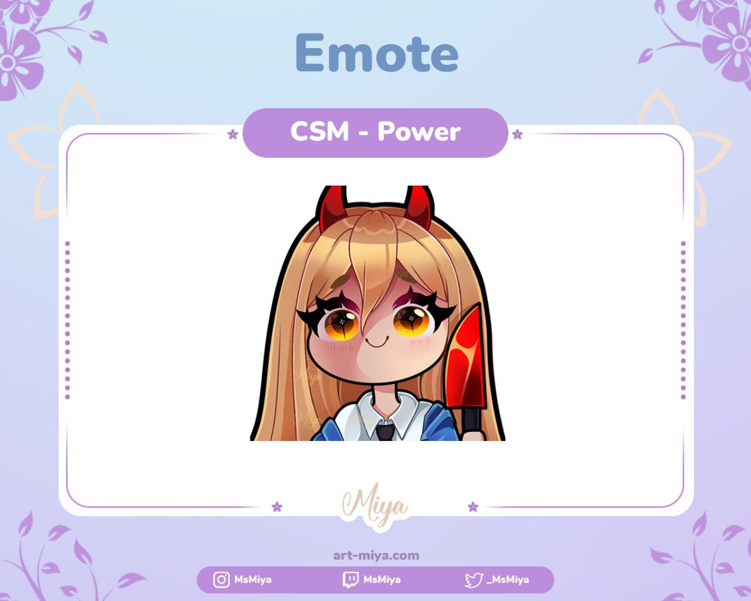 Power CSM Knife Emote for Twitch and Discord P2U Emotes Cute Anime ...