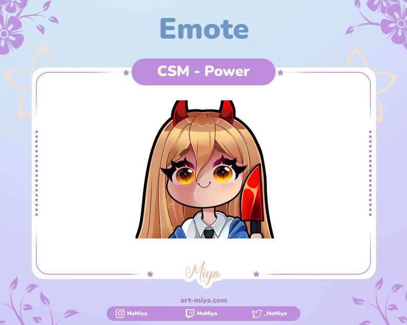 Power CSM Knife Emote for Twitch and Discord P2U Emotes Cute Anime ...