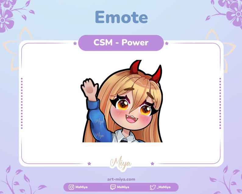 Power CSM Wave Hi Emote for Twitch and Discord P2U Emotes Cute Anime - Etsy