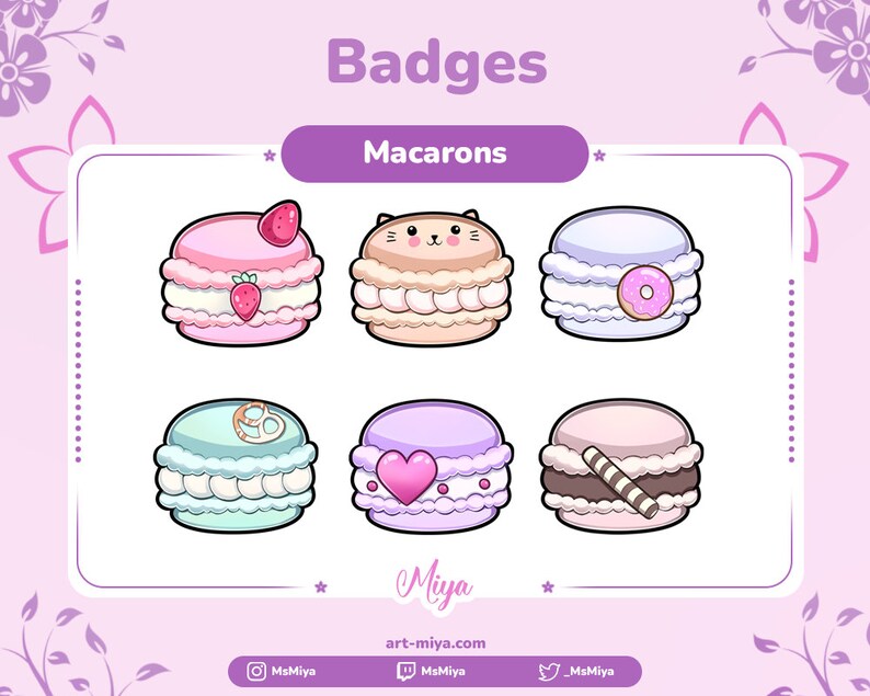 Cute Macarons Sub & Bit Badges Pack Fortwitch - Etsy