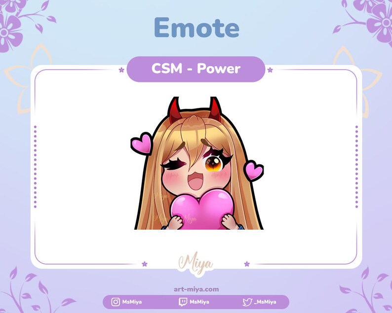 Power CSM Love Emote for Twitch and Discord P2U Emotes Cute Anime - Etsy