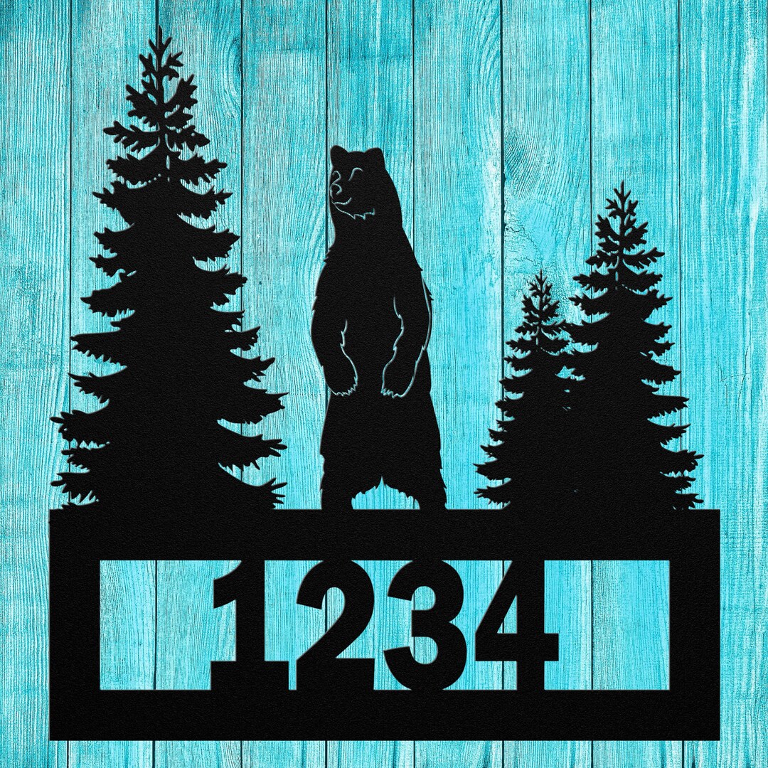 Bear Address House Sign, Custom Address Numbers, Personalized Mailbox ...