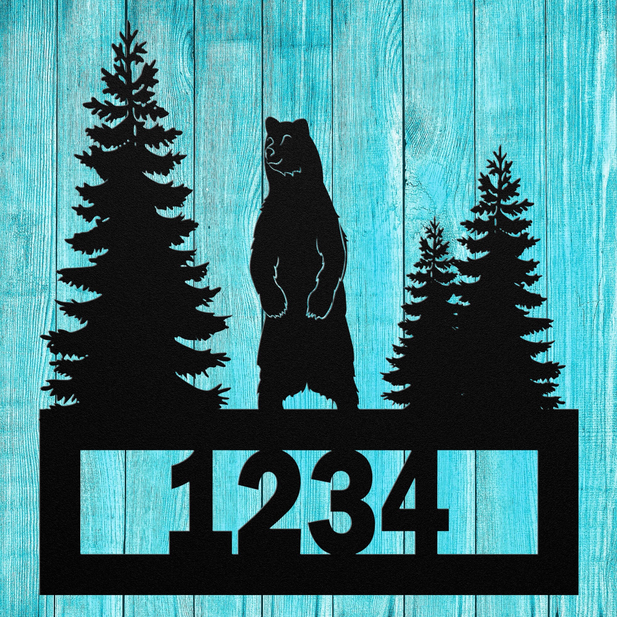 Bear Address House Sign, Custom Address Numbers, Personalized Mailbox ...