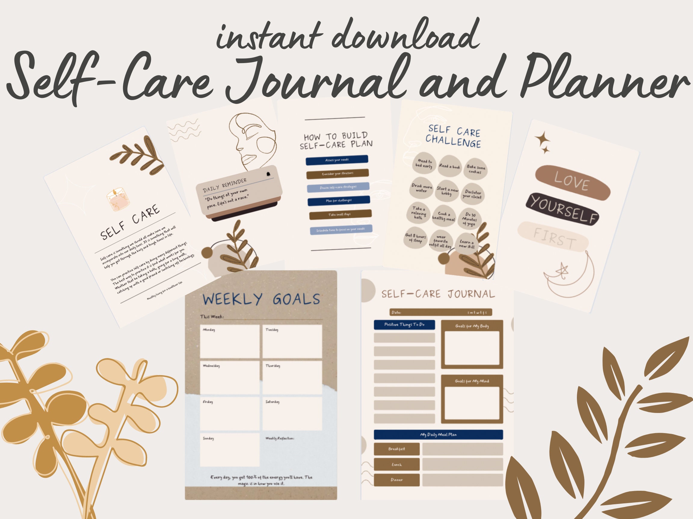 My Self-care Journal and Planner: A Weekly Goal Planner and Daily Goals ...