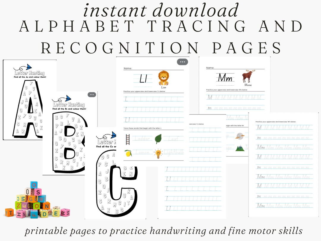 Alphabet Tracing and Colouring Instant Download Printable Pages - Etsy