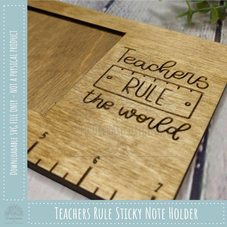 Teachers Rule Post It Note Holder, Teacher Appreciation SVG - Etsy