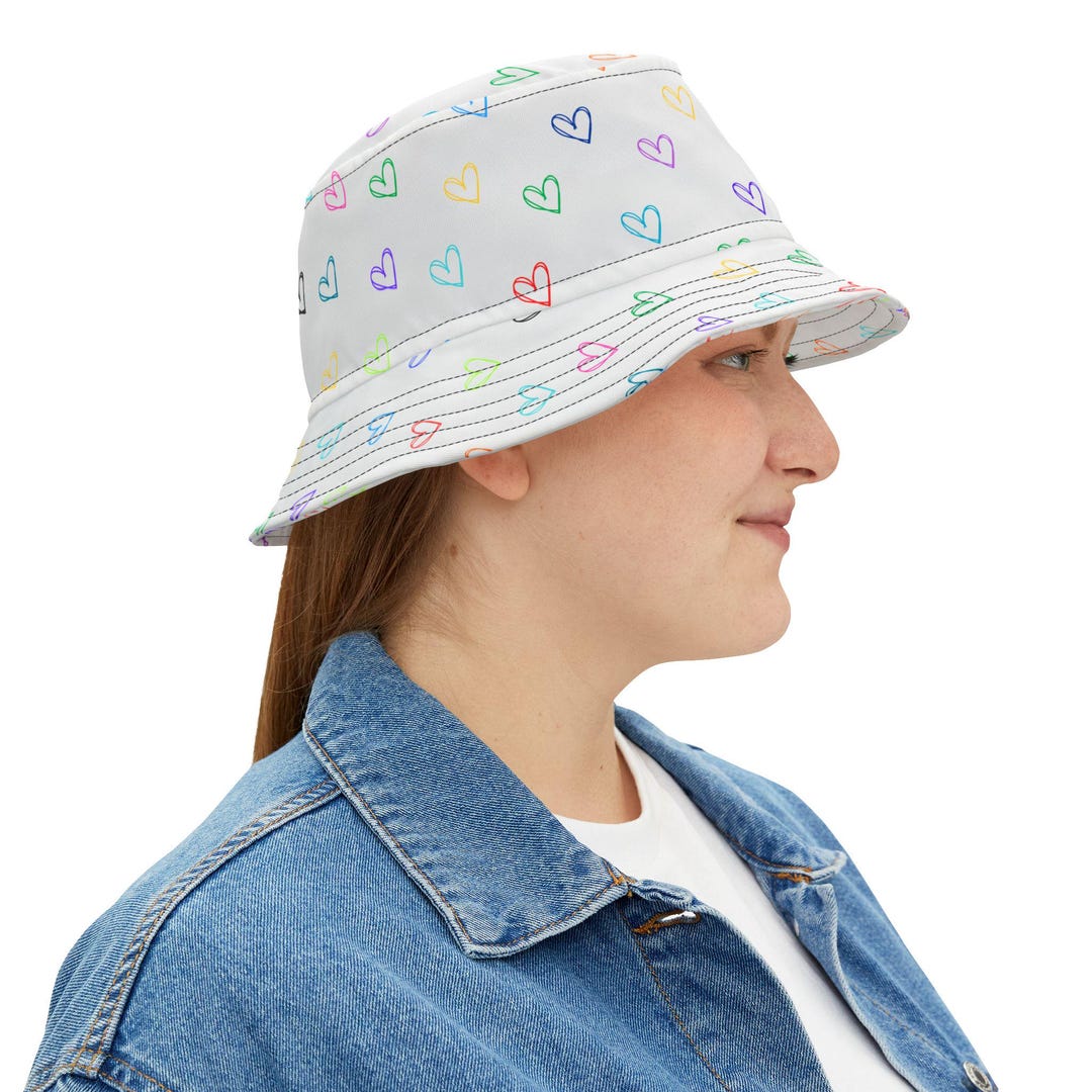 Heart Multi Colored Bucket Hat for St.valentine - Etsy