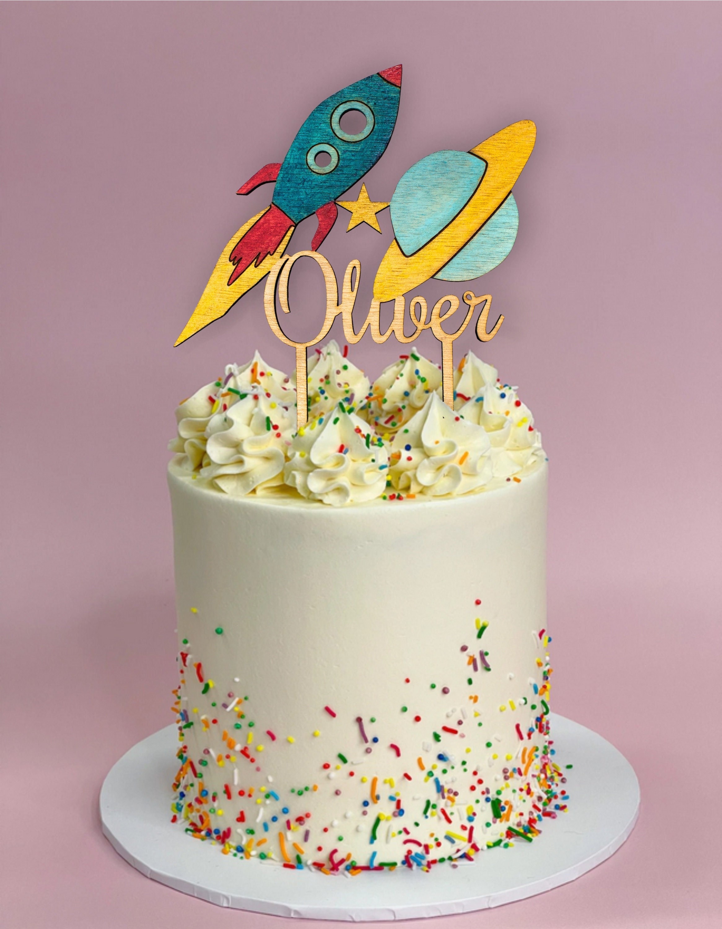 Cake Topper Space World Wooden Cake Topper for Birthdays - Etsy