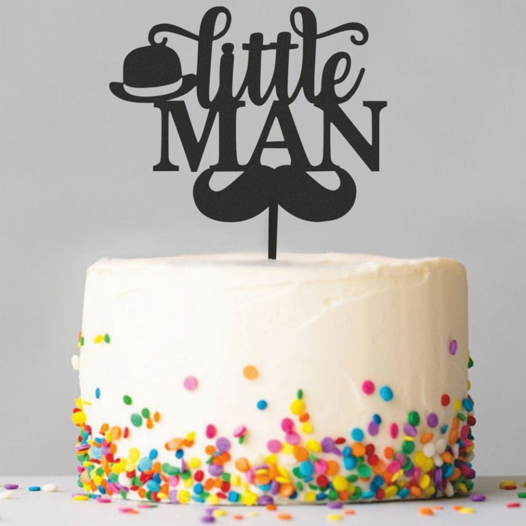 Cake Topper Little Man, Topper de madera para cumpleañero, Decoración ...