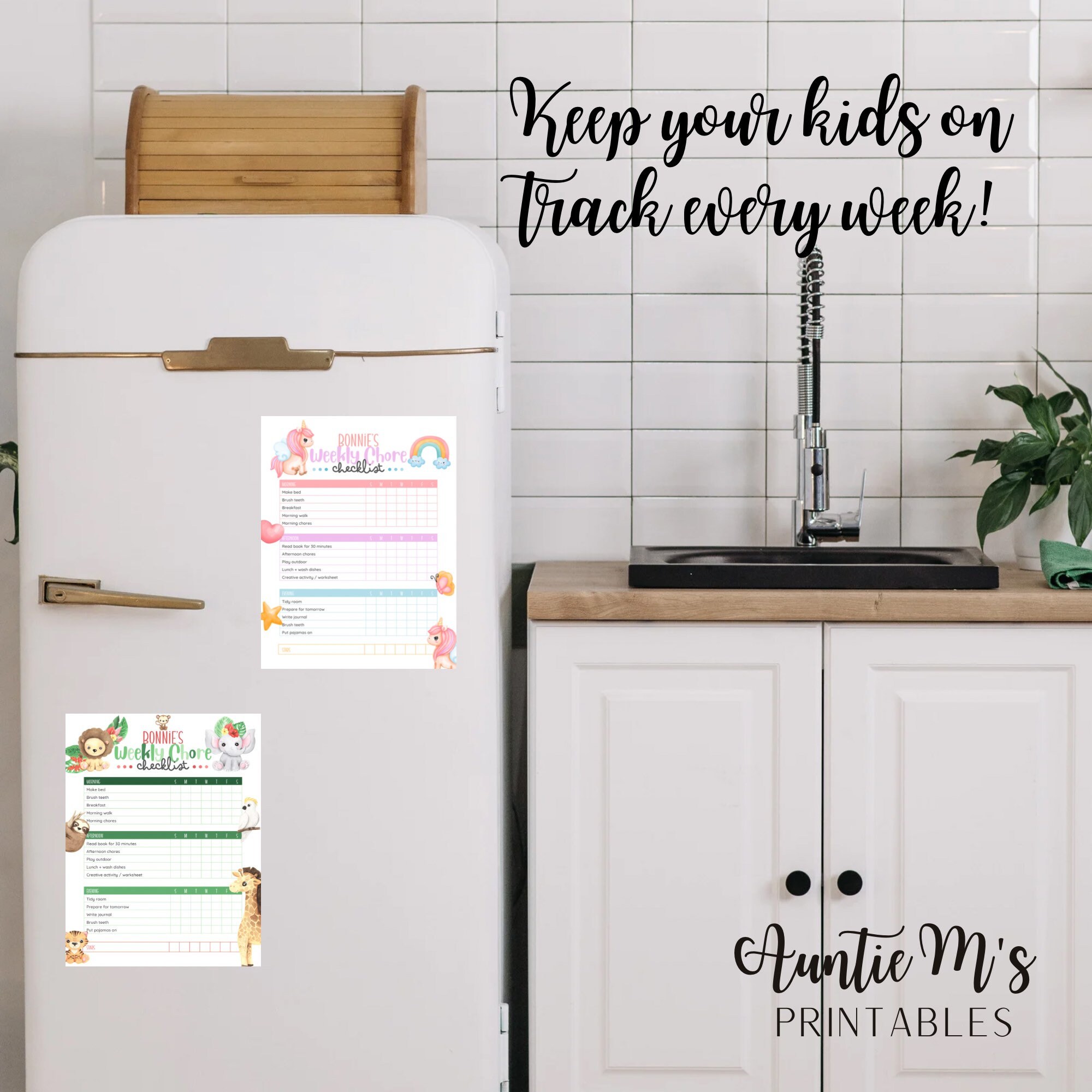 Safari Kids Checklist Responsibility Chart Fully Editable Daily Weekly ...