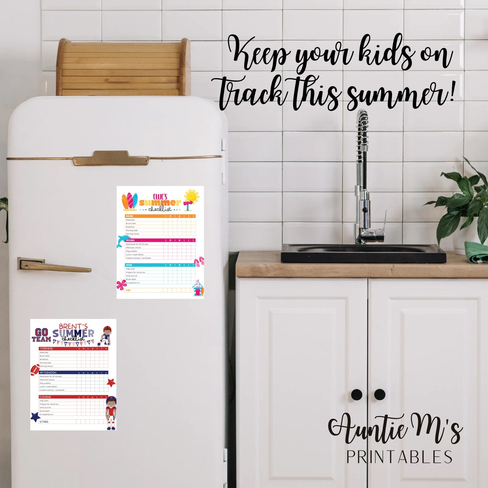 Beach Girl Themed Kids Checklist! Responsibility Chart Fully Editable ...