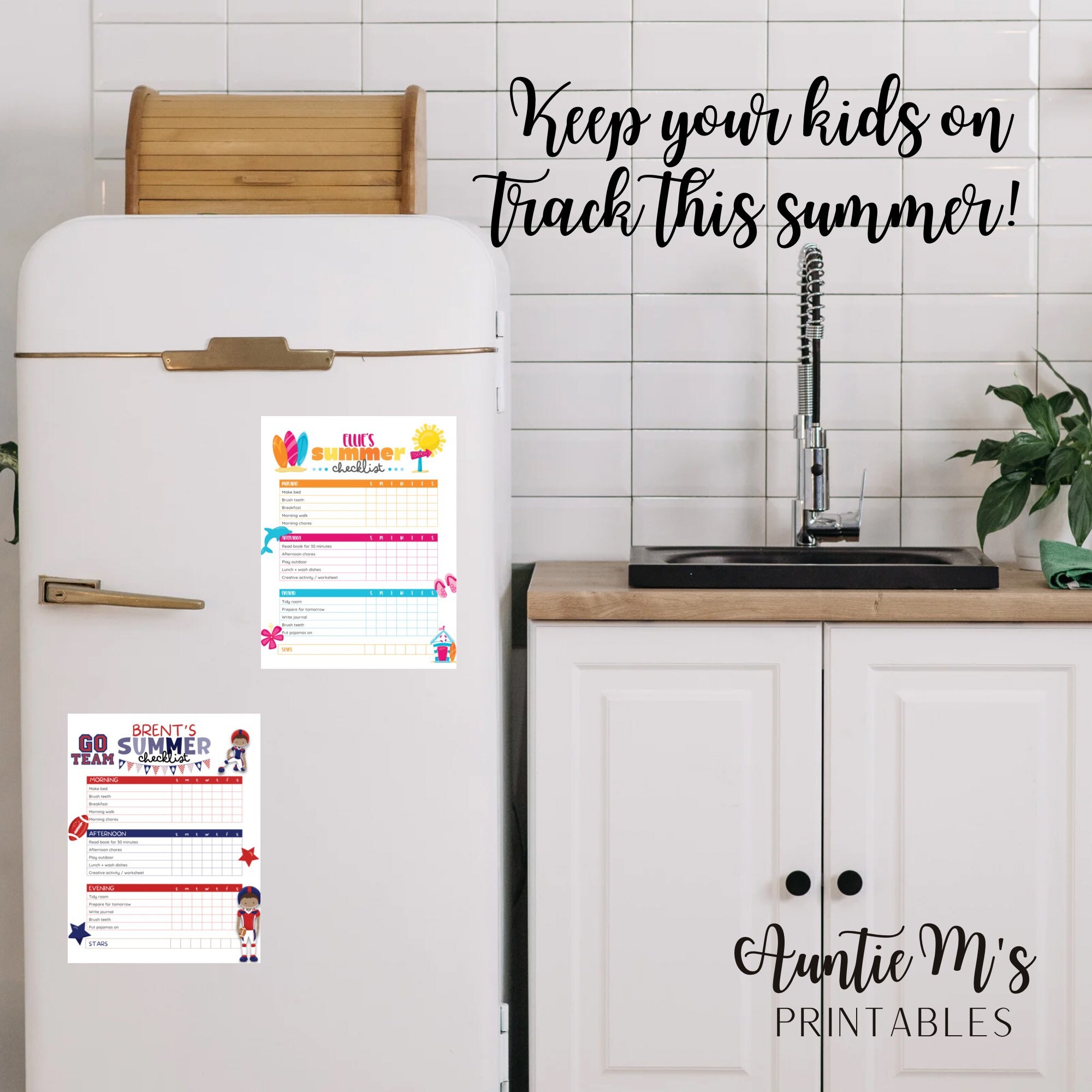 Beach Girl Themed Kids Checklist! Responsibility Chart Fully Editable ...