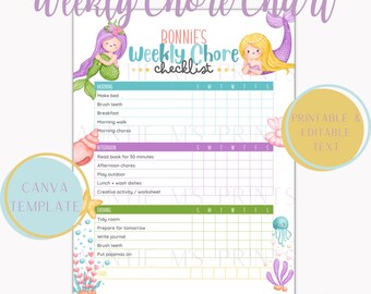 Fairytale Themed Kids Checklist! Responsibility Chart Fully Editable ...