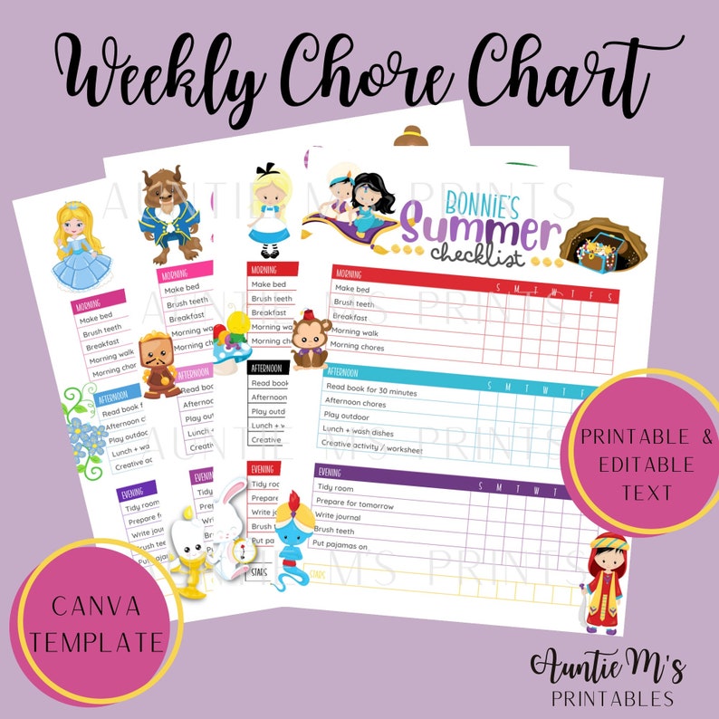 Fairytale Themed Kids Checklist! Responsibility Chart Fully Editable ...