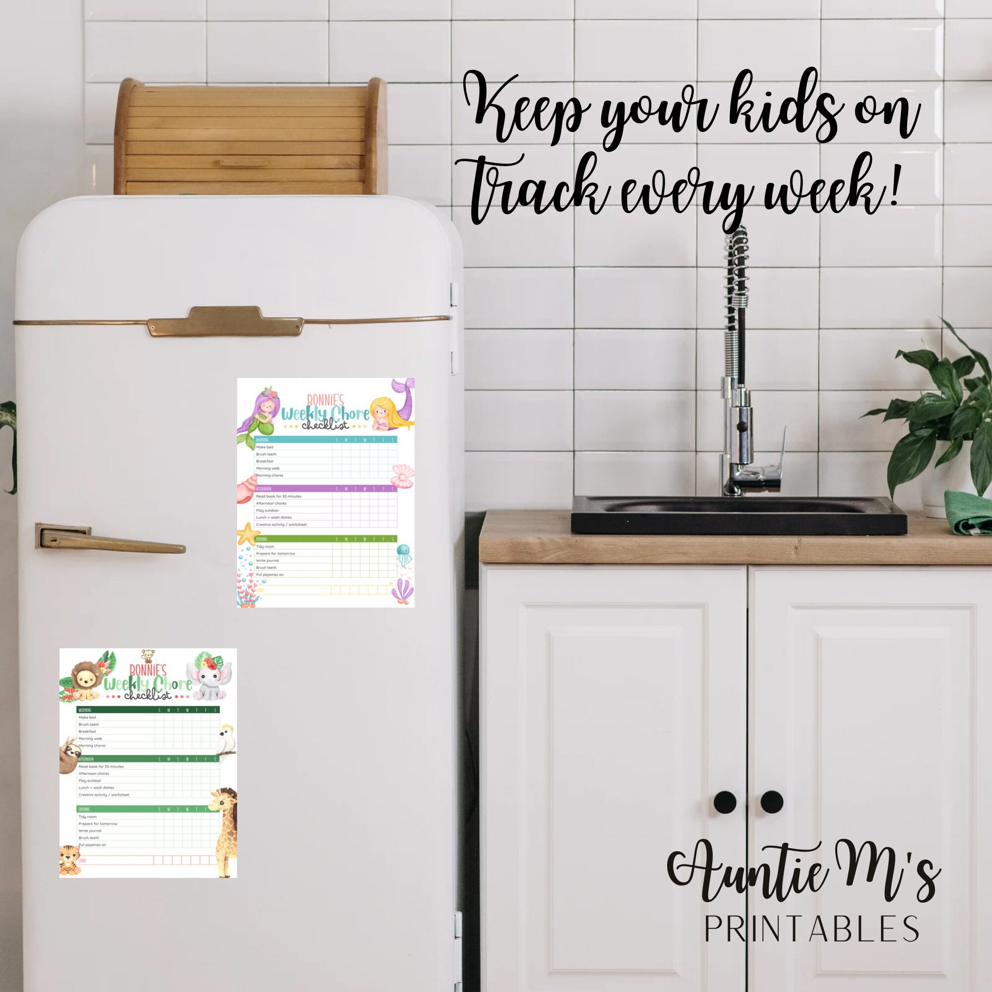 Mermaid Kids Checklist! Responsibility Chart Fully Editable Daily ...