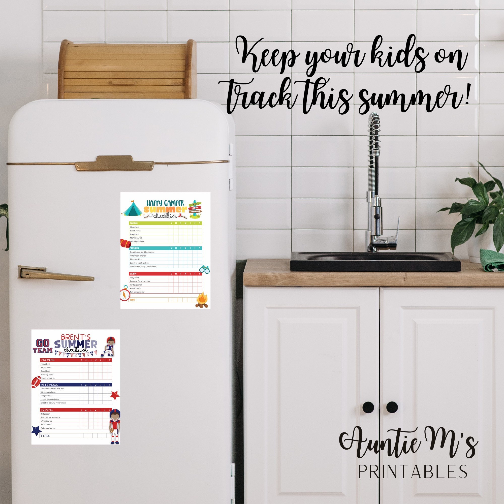 Happy Camper Themed Kids Checklist! Responsibility Chart Fully Editable ...