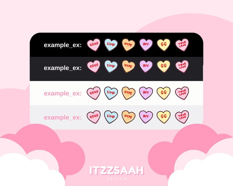 Valentine's Day Candy Hearts Emotes / Twitch / Discord / Youtube ...