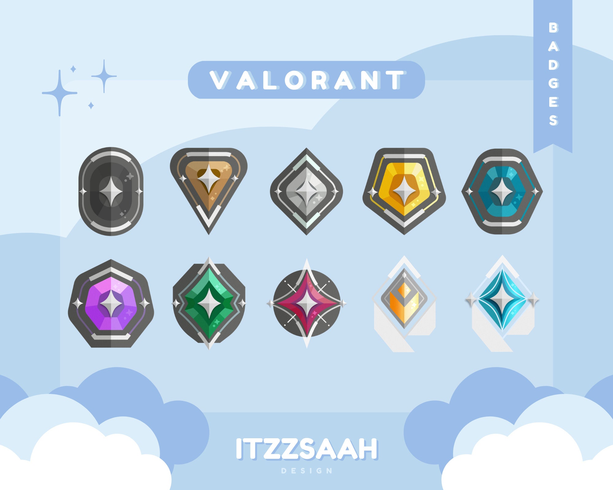 Valorant Sub Badges Ranks / Bit Badges / Twitch / Streamer / Discord ...