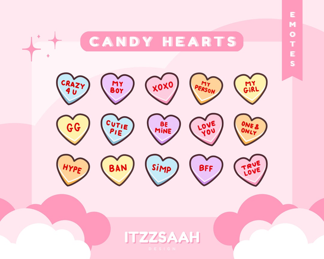 Valentine's Day Candy Hearts Emotes / Twitch / Discord / Youtube ...