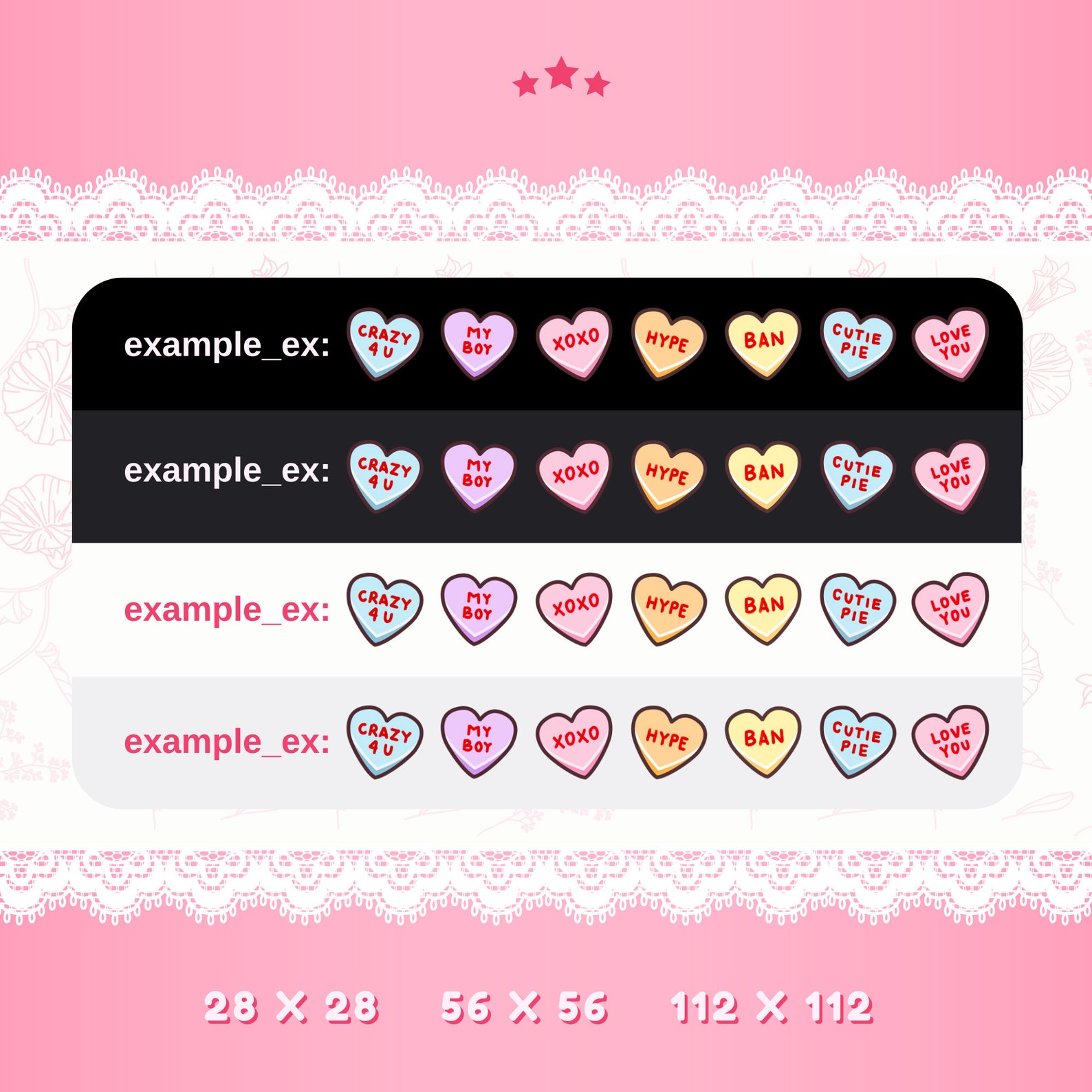 Valentine's Day Candy Hearts Emotes / Twitch / Discord / - Etsy