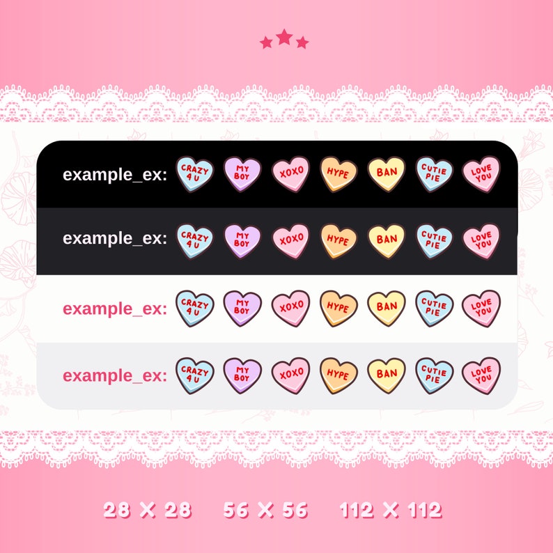 Valentine's Day Candy Hearts Emotes / Twitch / Discord / - Etsy