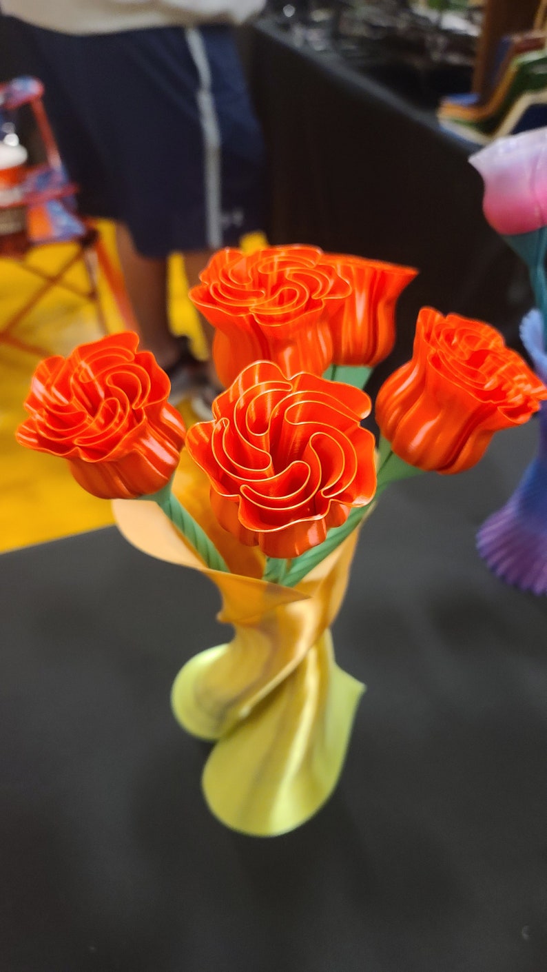 Flower and Stem STL Files for 3d Printing Designed for Vase Mode ...