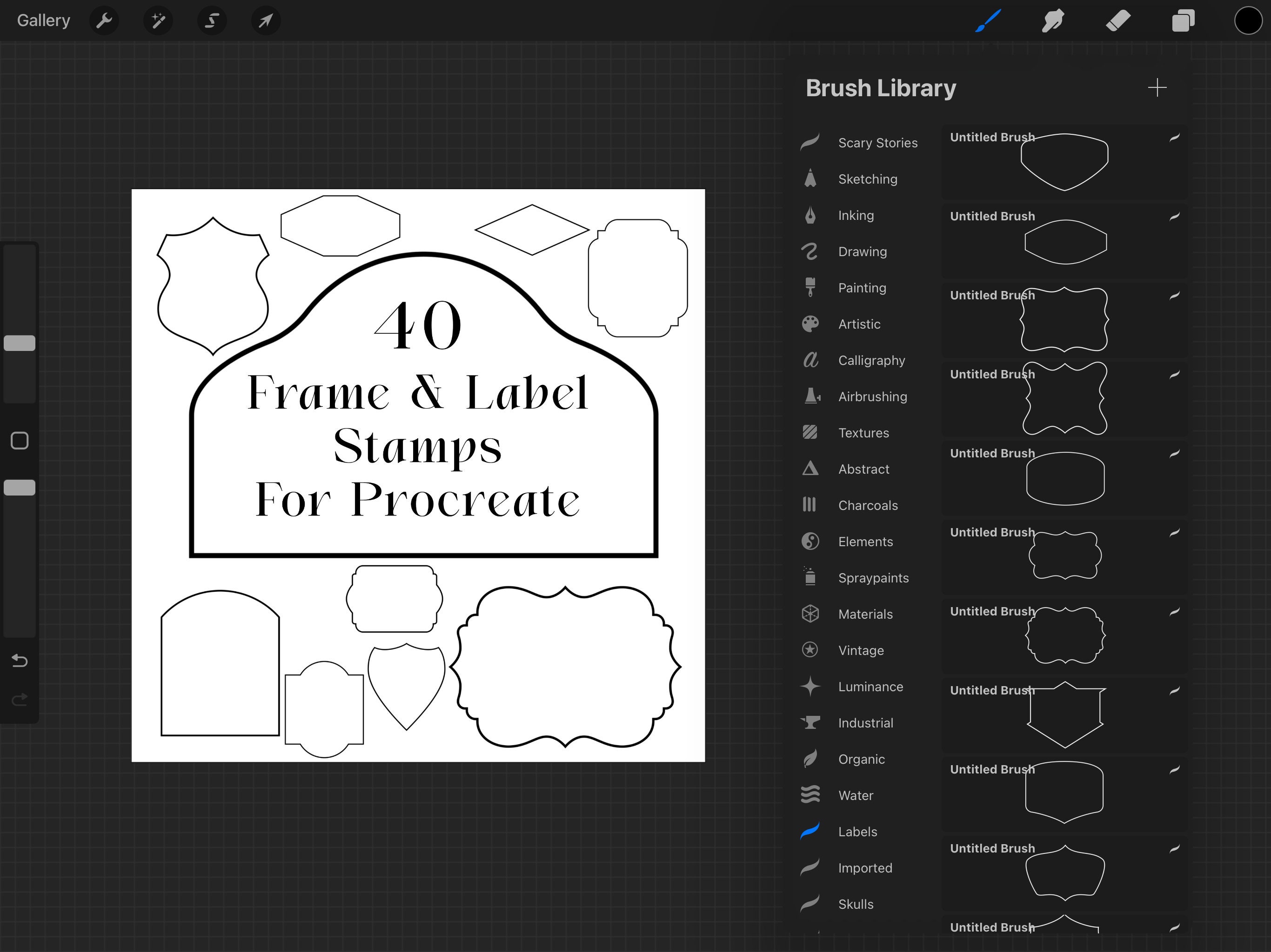 40 Procreate Frames & Labels Stamp Set - Etsy