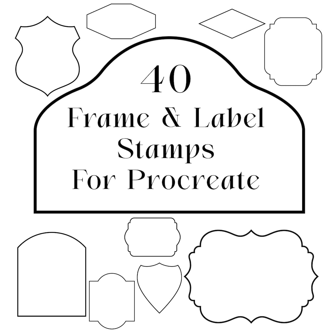 40 Procreate Frames & Labels Stamp Set - Etsy