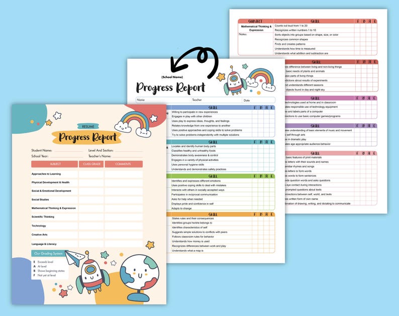 Preschool Progress Report & Kindergarten Readiness Checklist | Editable ...