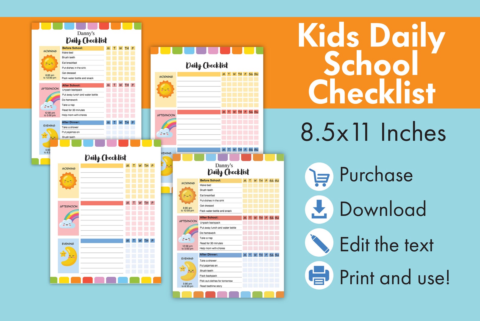 Daily Routine Responsibility Chart, Homeschool Planner to Do List, Kids ...