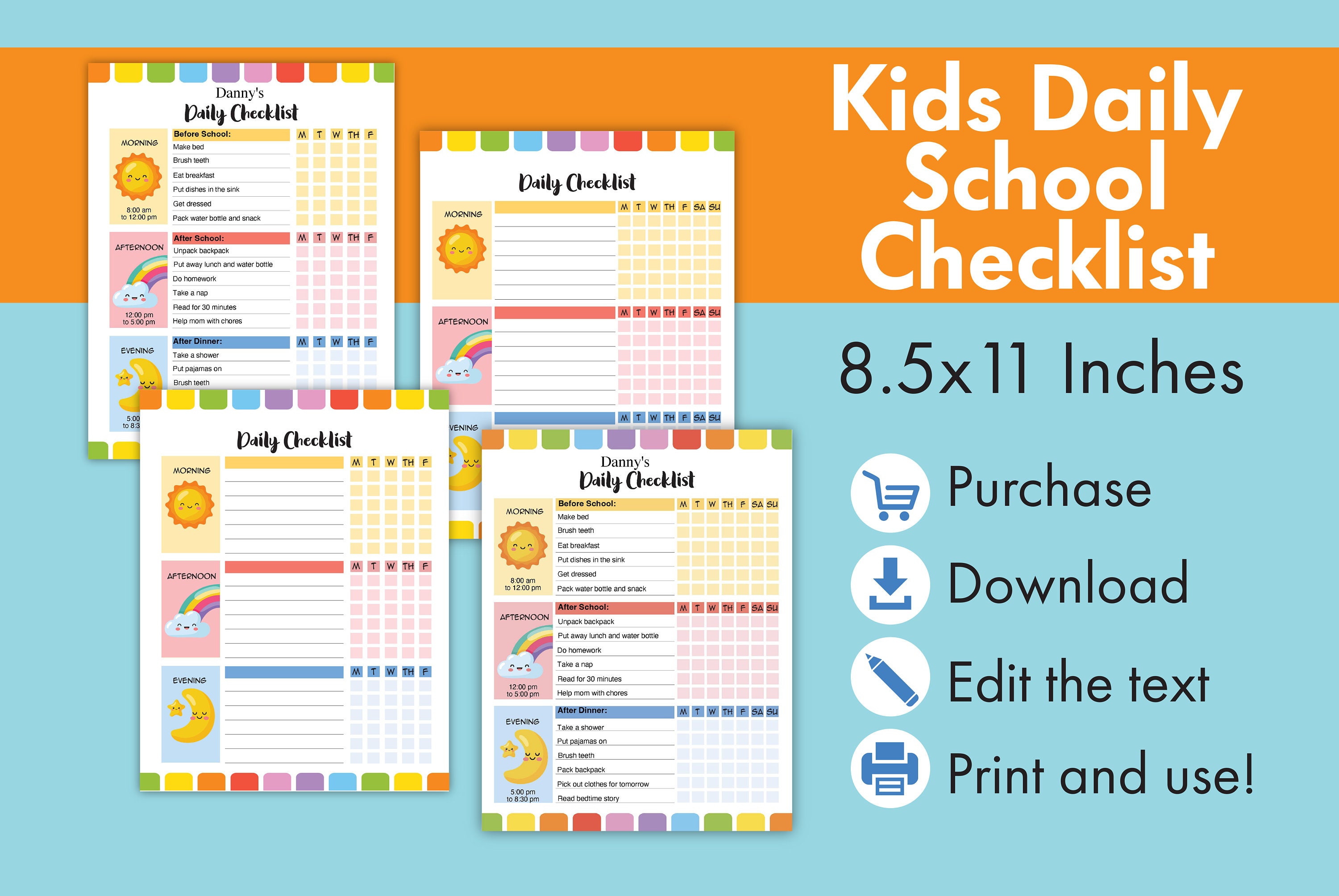 Daily Routine Responsibility Chart, Homeschool Planner to Do List, Kids ...