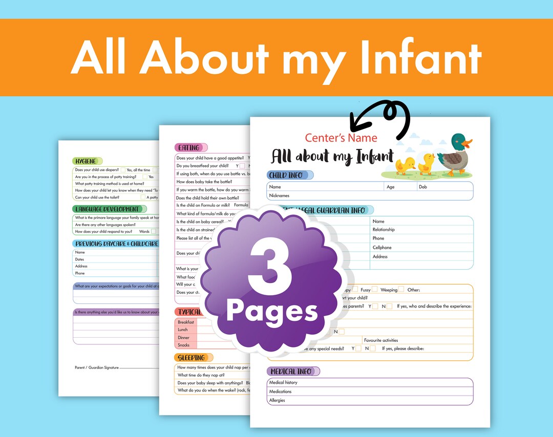 All About My Child Form - Essential Daycare Forms for Infants - Get to ...