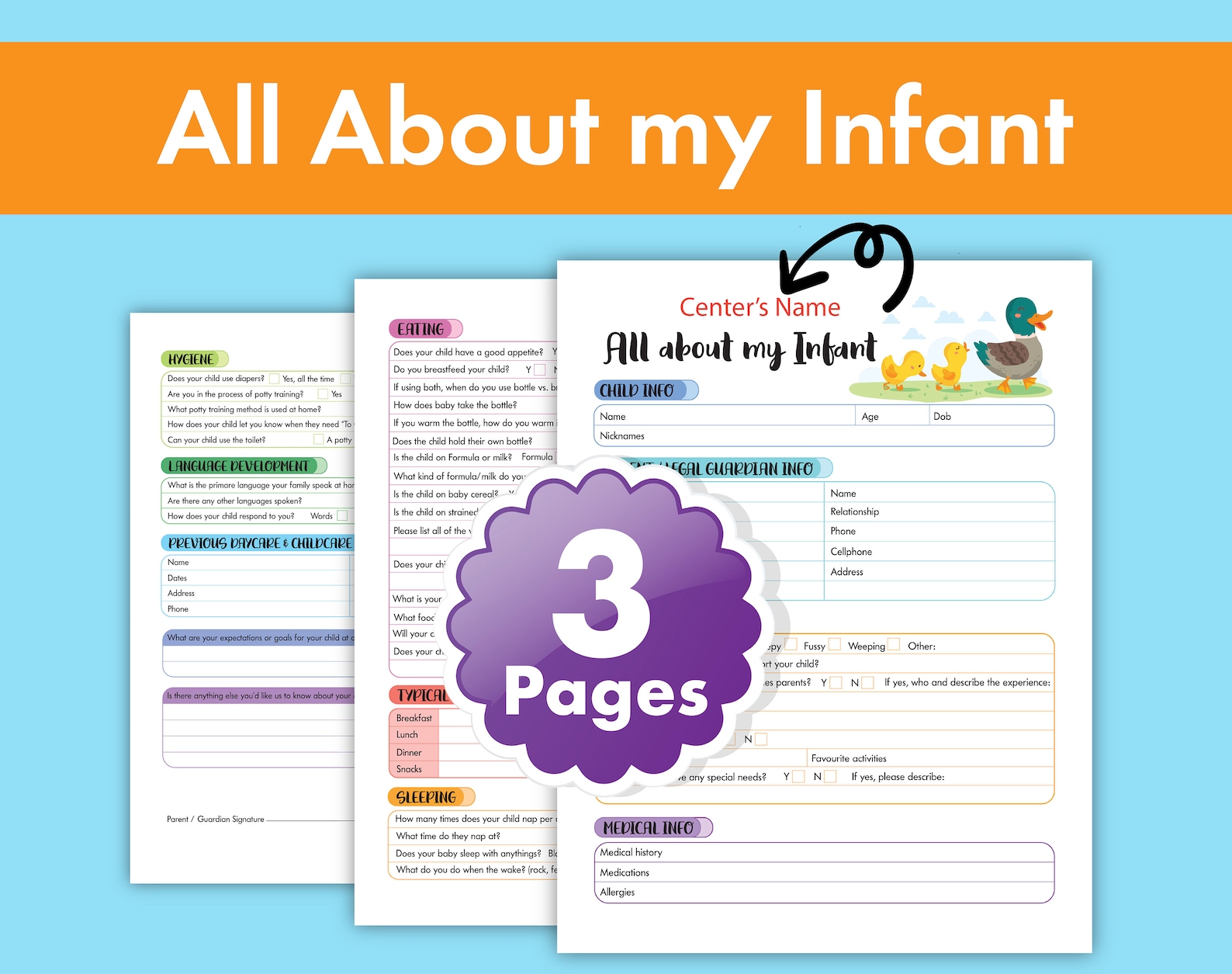 All About My Child Form - Essential Daycare Forms for Infants - Get to ...