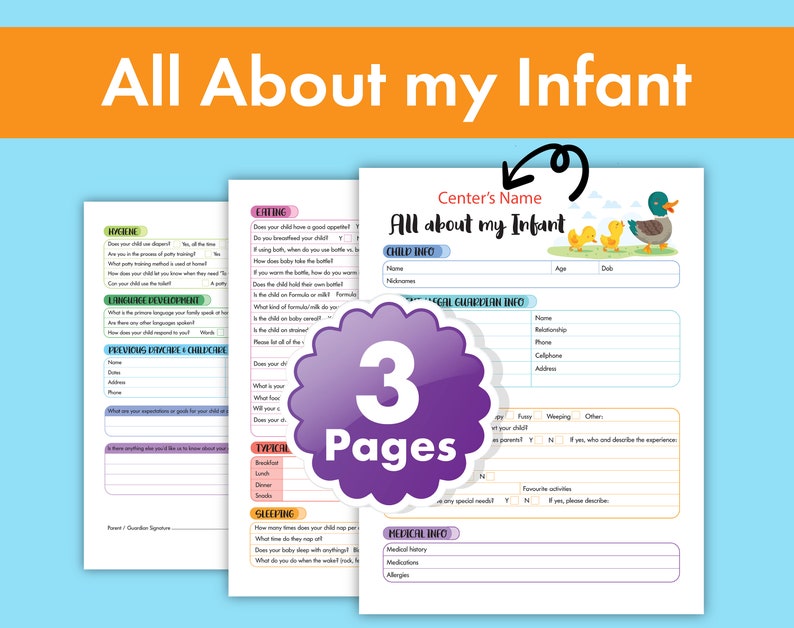 All About My Child Form - Essential Daycare Forms for Infants - Get to ...