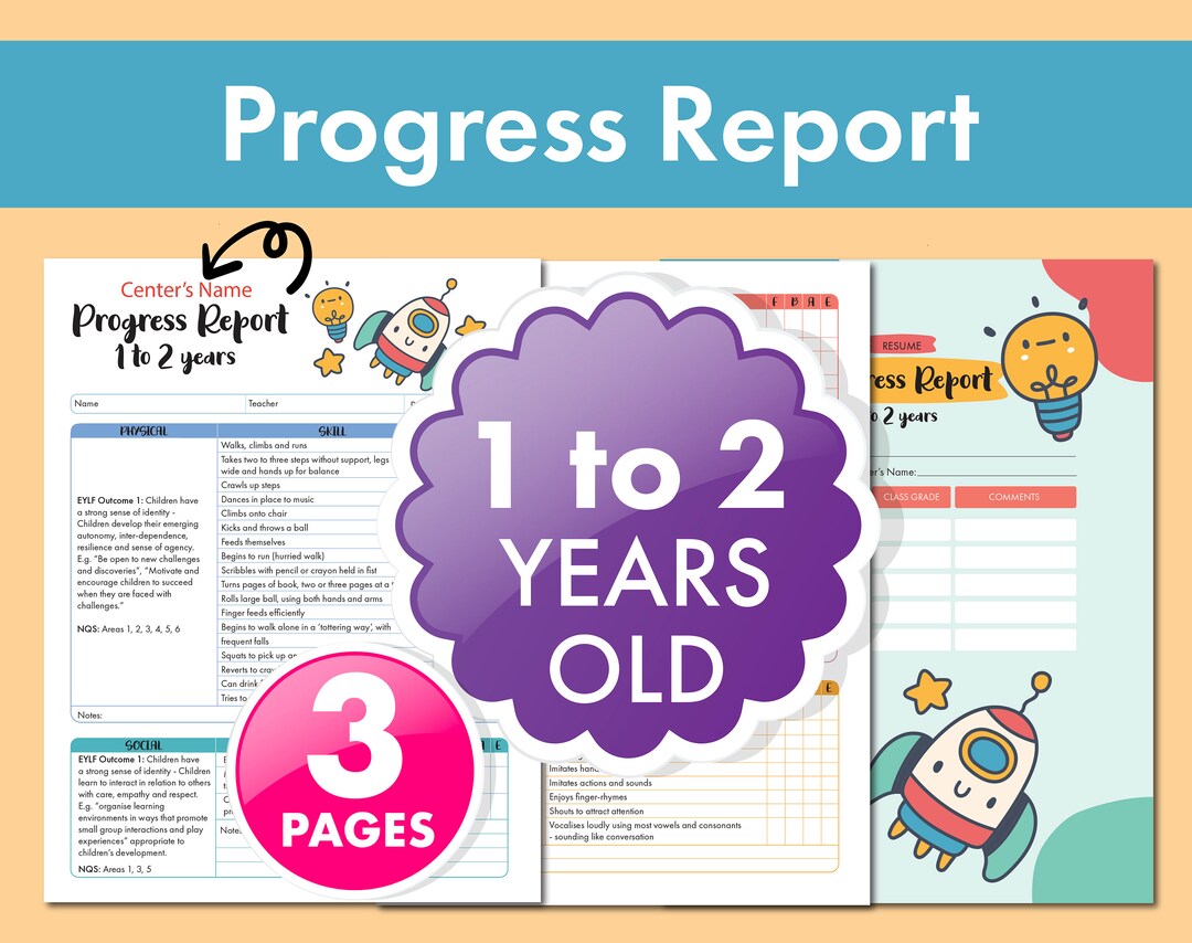 1-2 Year Old Progress Report | EYLF/NQS Fillable Form for Early ...
