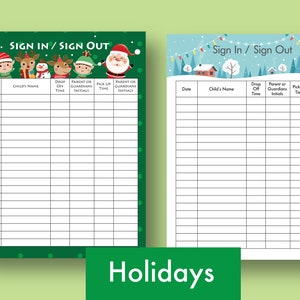 Year-round Daycare Sign in and Out Forms Stay Organized With - Etsy